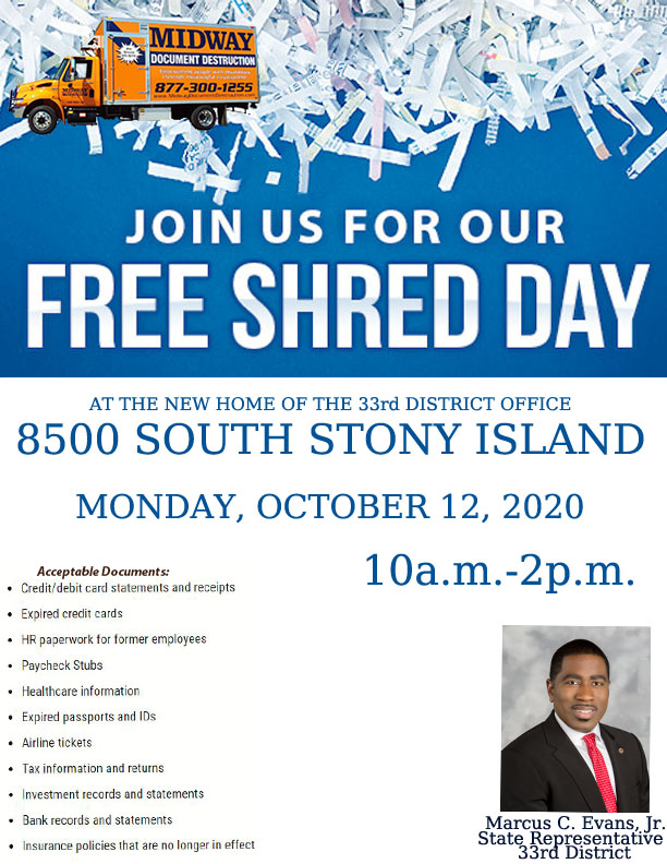 Shred Event 10/12/2020 - State Rep Marcus Evans