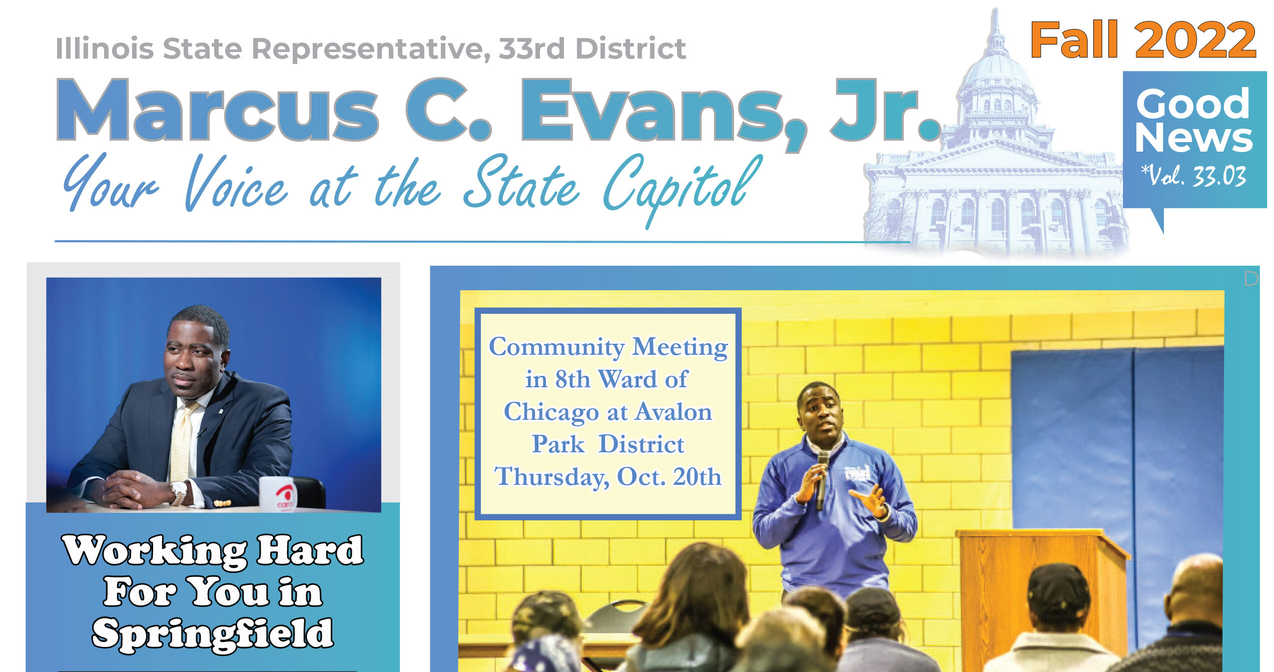 Good News Newsletter - Fall 2022, Volume 33.03 - State Rep Marcus Evans
